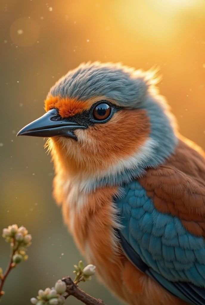 A mesmerizing close-up portrait of a gorgeous little bird illuminated ...