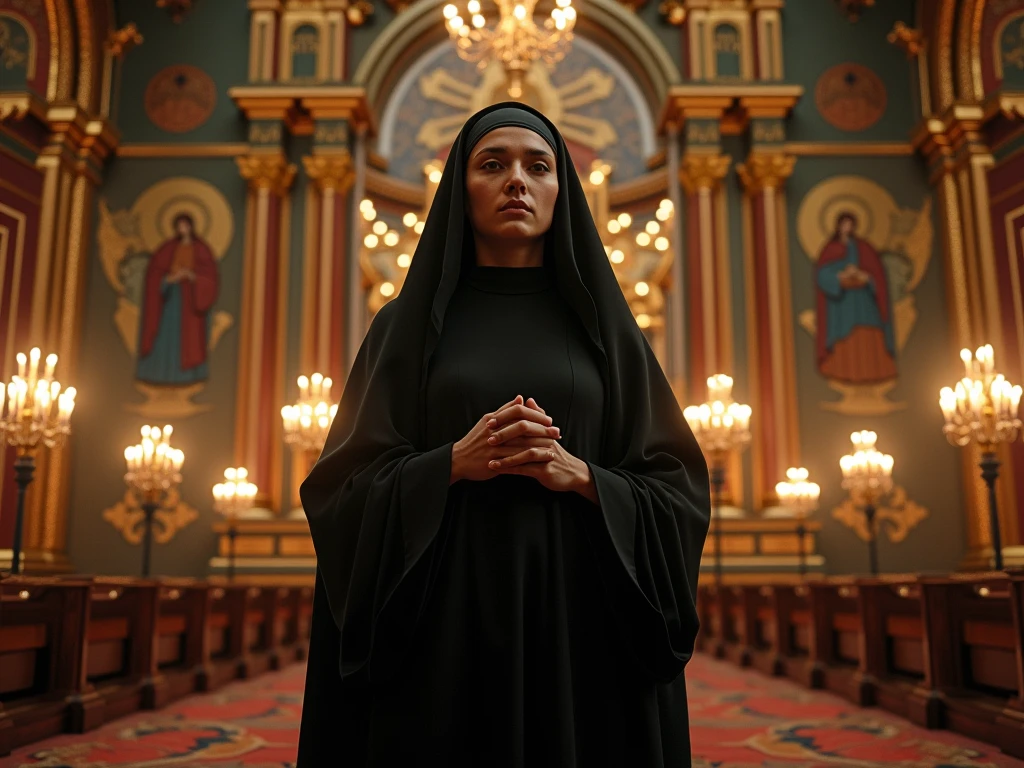Orthodox nun posing in a Orthodox Church - SeaArt AI
