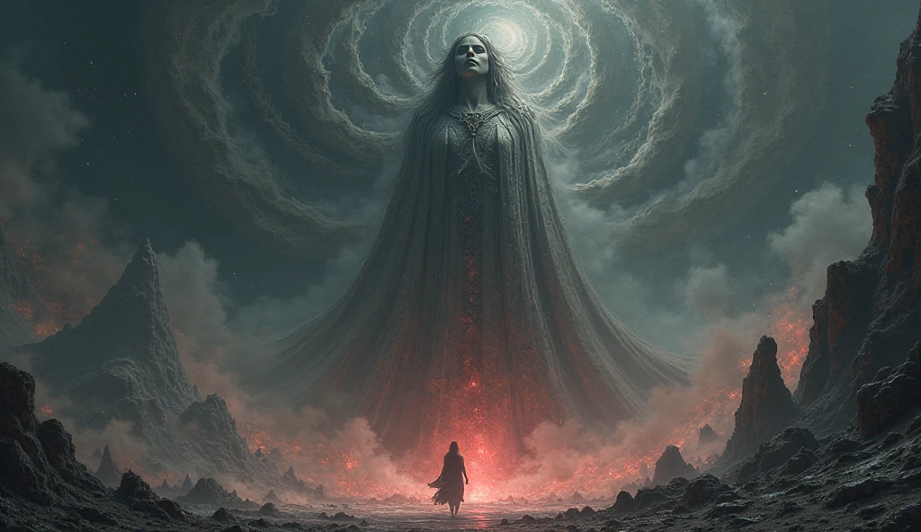 Endless black cosmic void with swirling mist, colossal Earth - SeaArt AI