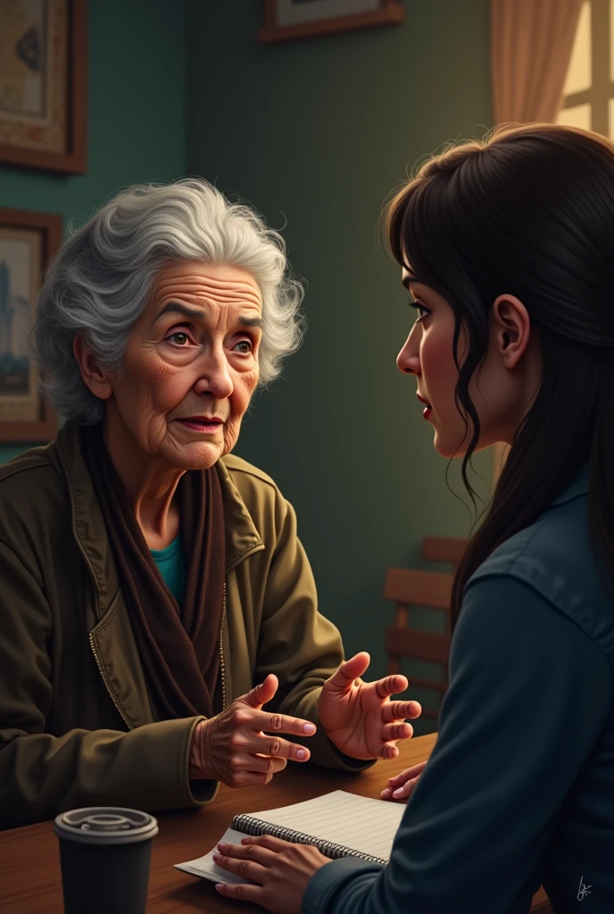 A female reporter is asking an elderly woman who is the smartest person ...