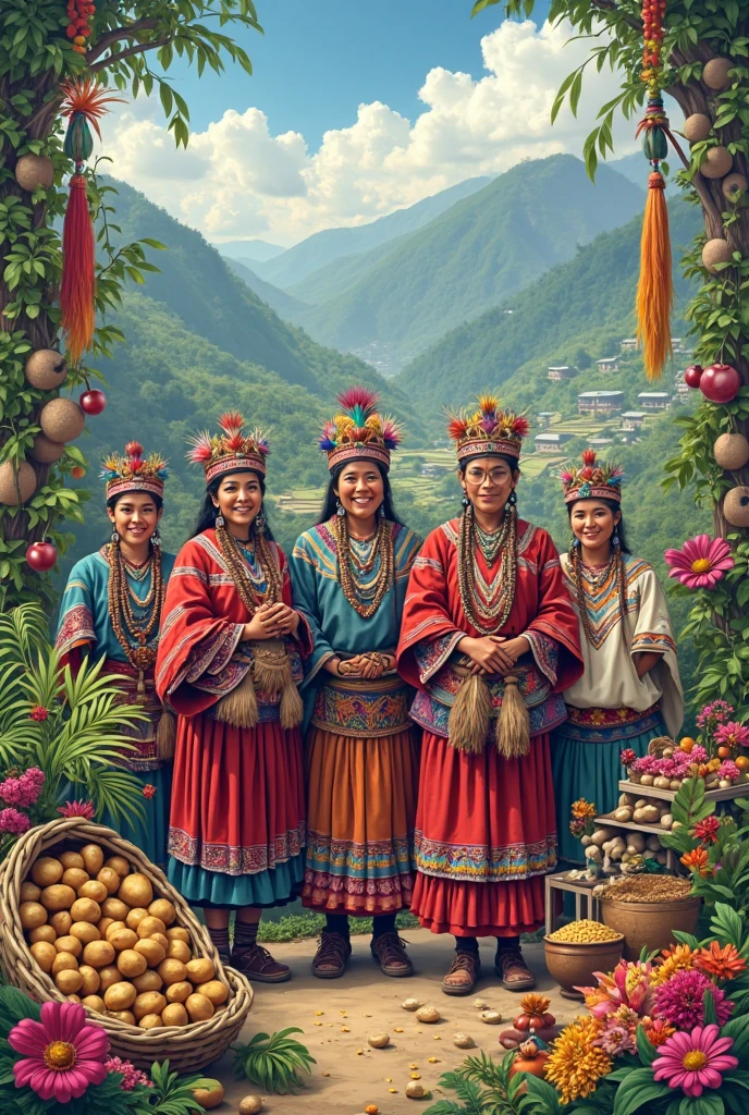 Quechua people poster with image and clothing information, typical food ...