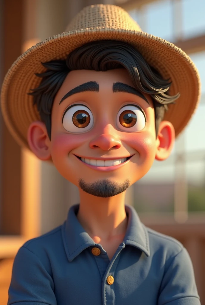 Create a vibrant, cartoon-style 3D Pixar illustration of a young man ...