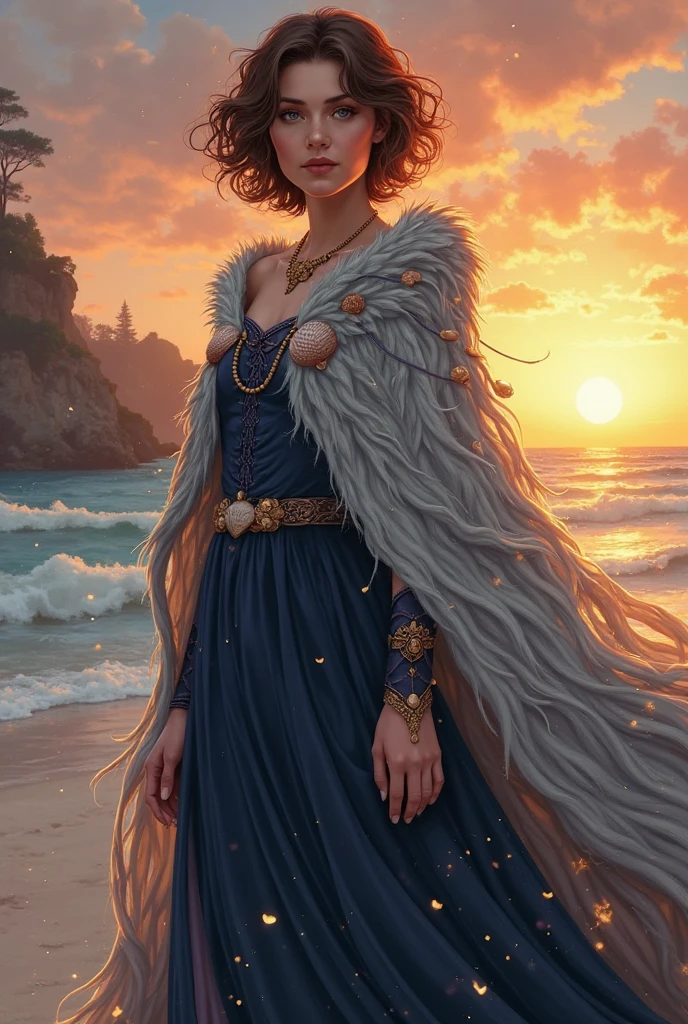 Fantasy-style illustration of a Fae woman in her fifties with short ...