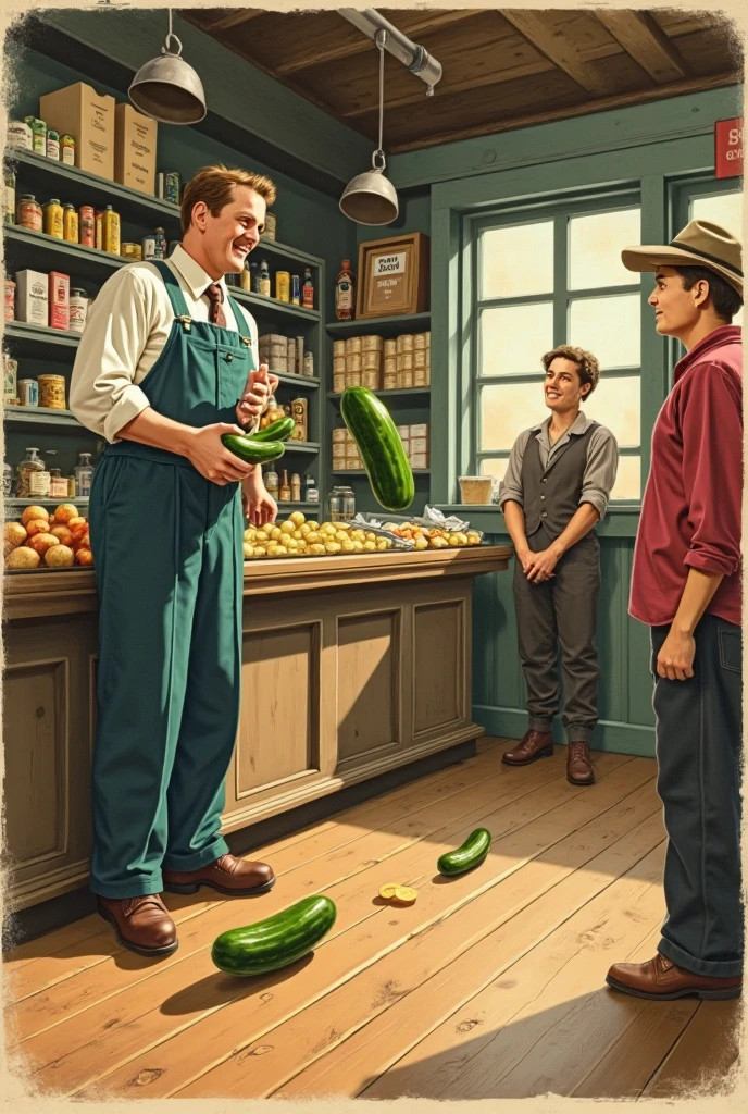 “An old-fashioned 1940s Connecticut grocery store scene with a ...
