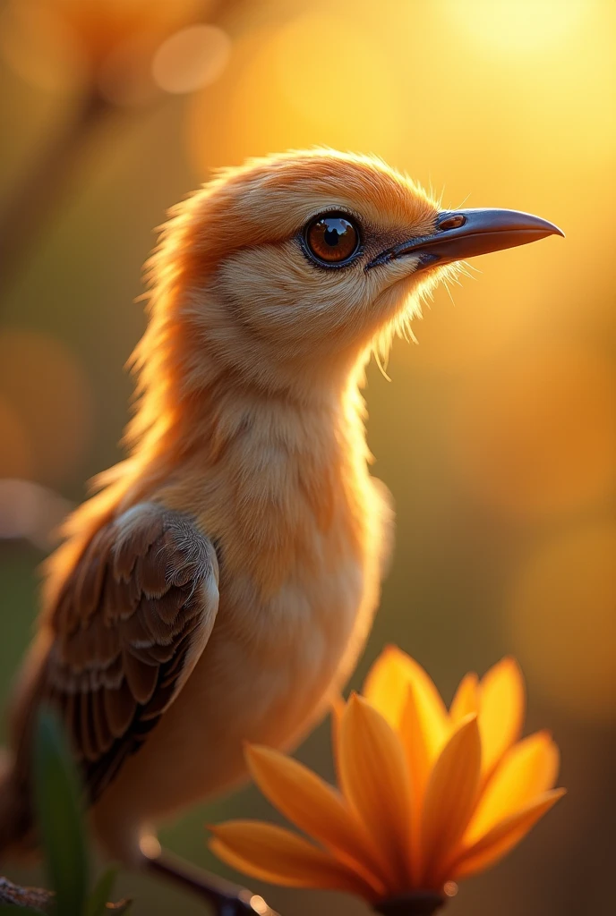 A mesmerizing close-up portrait of a gorgeous little bird illuminated ...