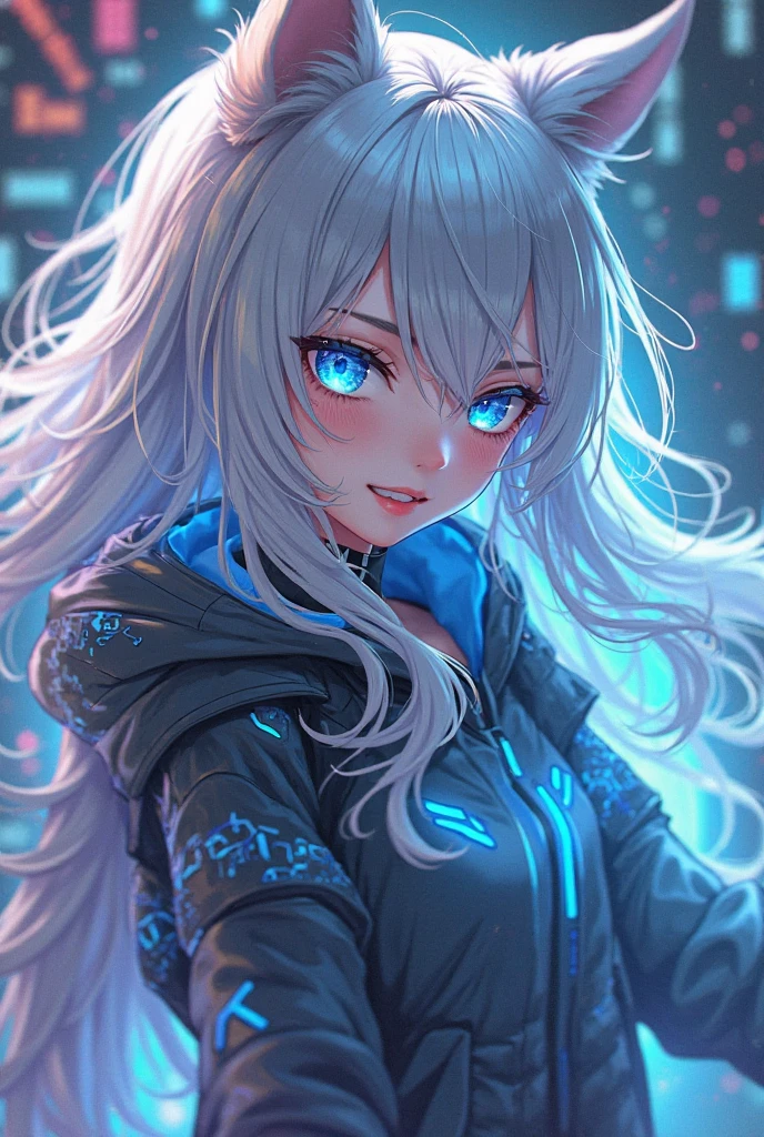 Silver Wolf Female Anime Characters Purple Silver Hair Light Blue Eyes ...