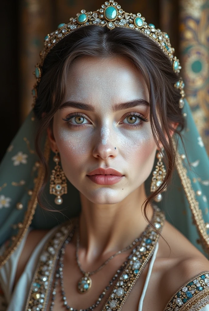 Woman with bridal makeup from Kosovo/Albania, with her face painted ...