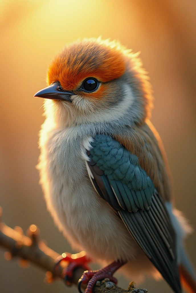 A mesmerizing close-up portrait of a gorgeous little bird illuminated ...