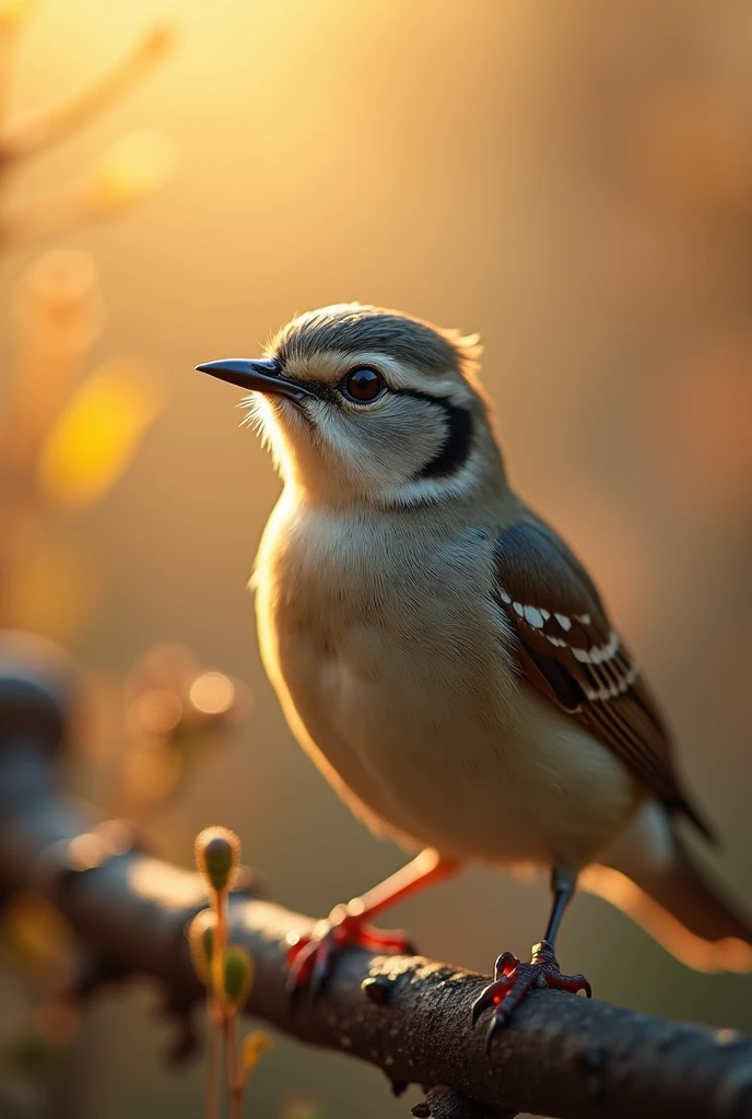 A mesmerizing close-up portrait of a gorgeous little bird illuminated ...