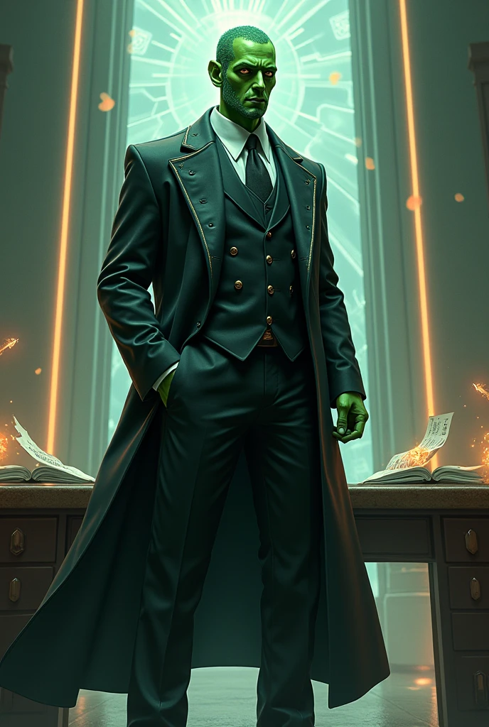 Make digital art in the valve style, creating Rubick like a lawyer ...
