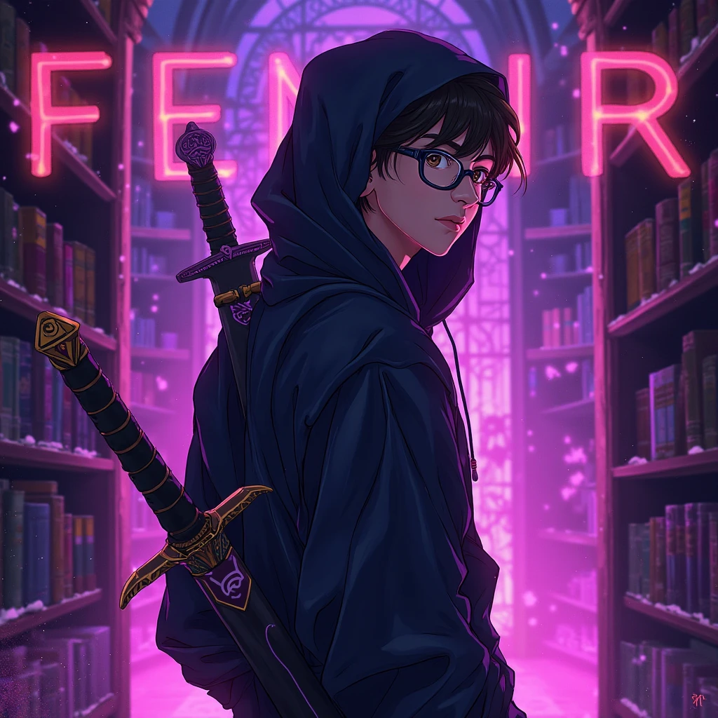 Format: 1:1 (square) style: anime-cyberfantasy, bright neon accents ...