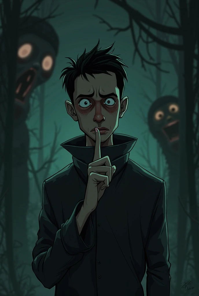 The image of a man putting his finger to his mouth "Hush style animated ...