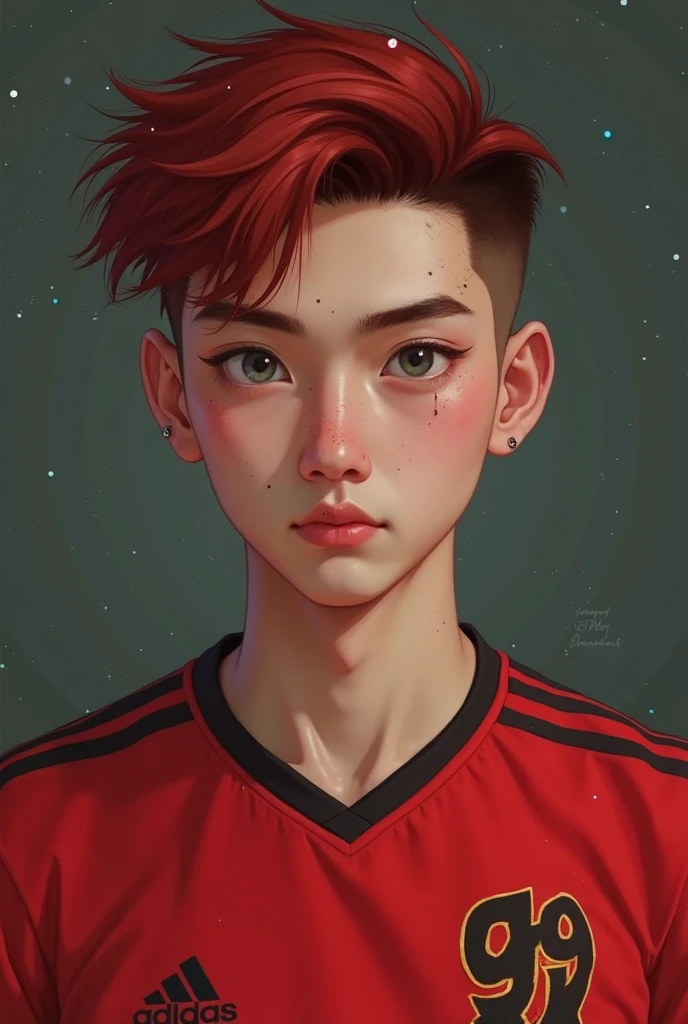 Create me image of young man of semi-secret skin beautiful face with ...