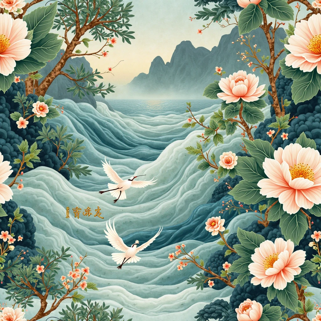 Seamless repeating pattern inspired by Chinese auspicious blessings ...