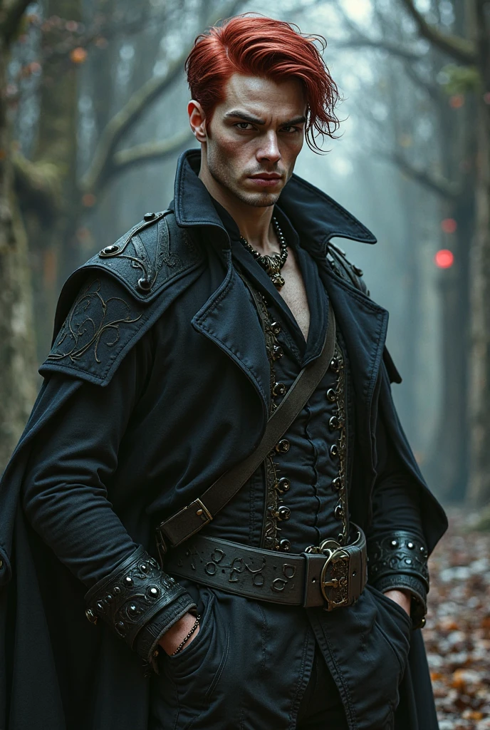 Necromancer , with red-dark hair and freckles, pale skin, black eyes ...