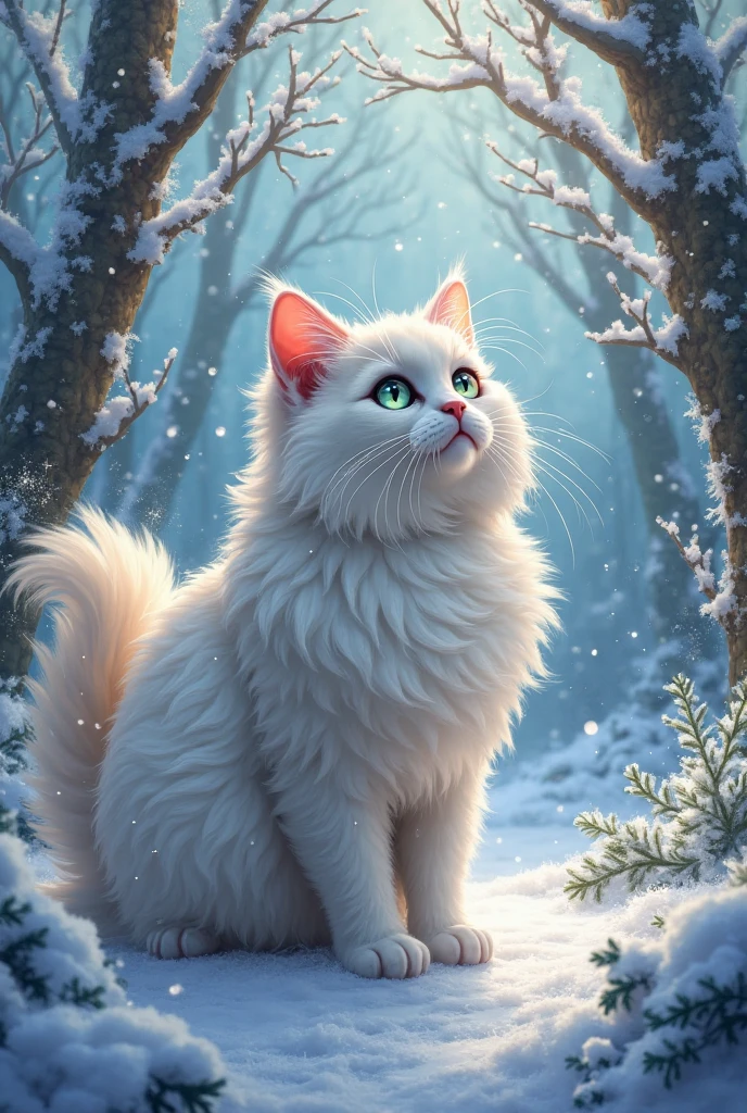 Winter cat fantasy style - SeaArt AI