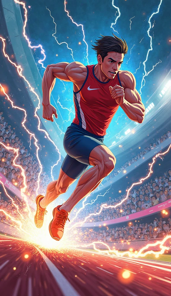 Anime style illustration of a sprinter running at lightning speed ...