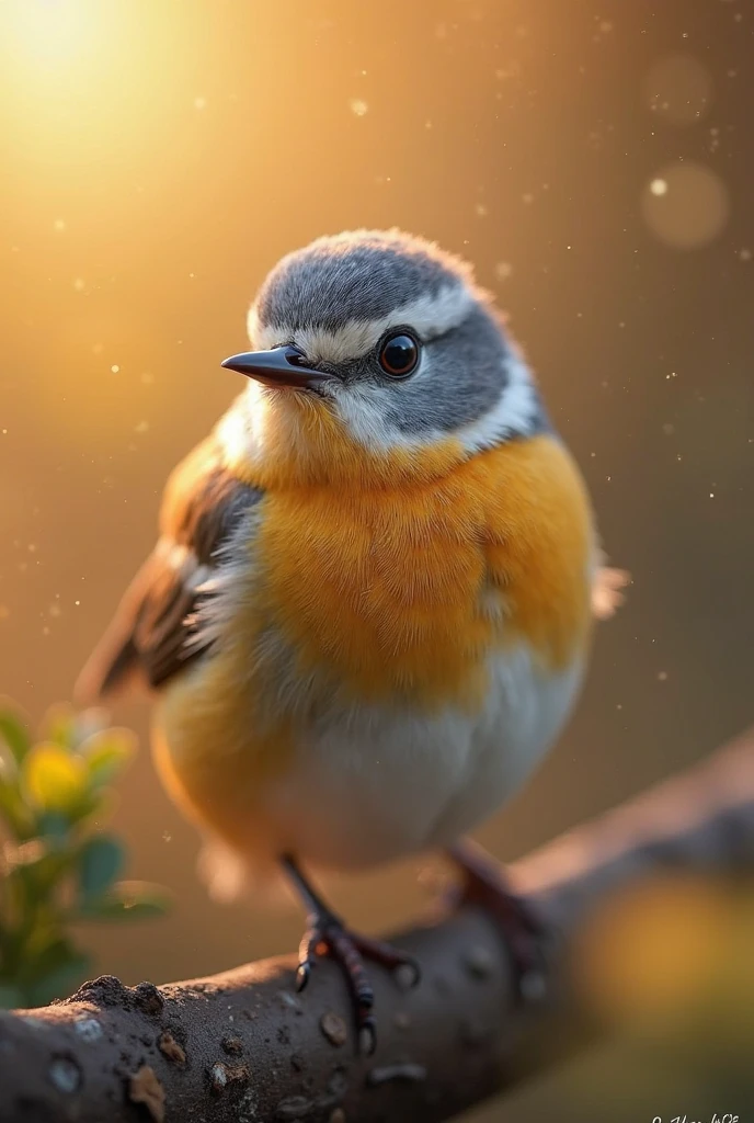 A mesmerizing close-up portrait of a gorgeous little bird illuminated ...