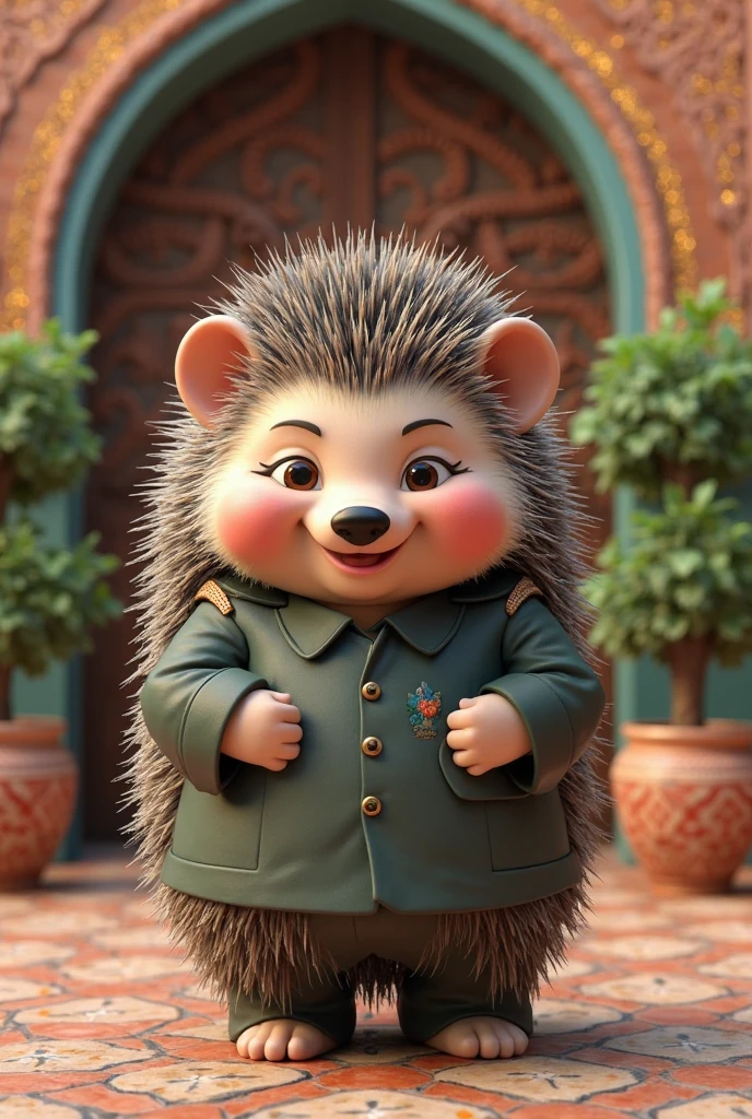 Kim jong un lik Hedgehog funny withe morocco king - SeaArt AI
