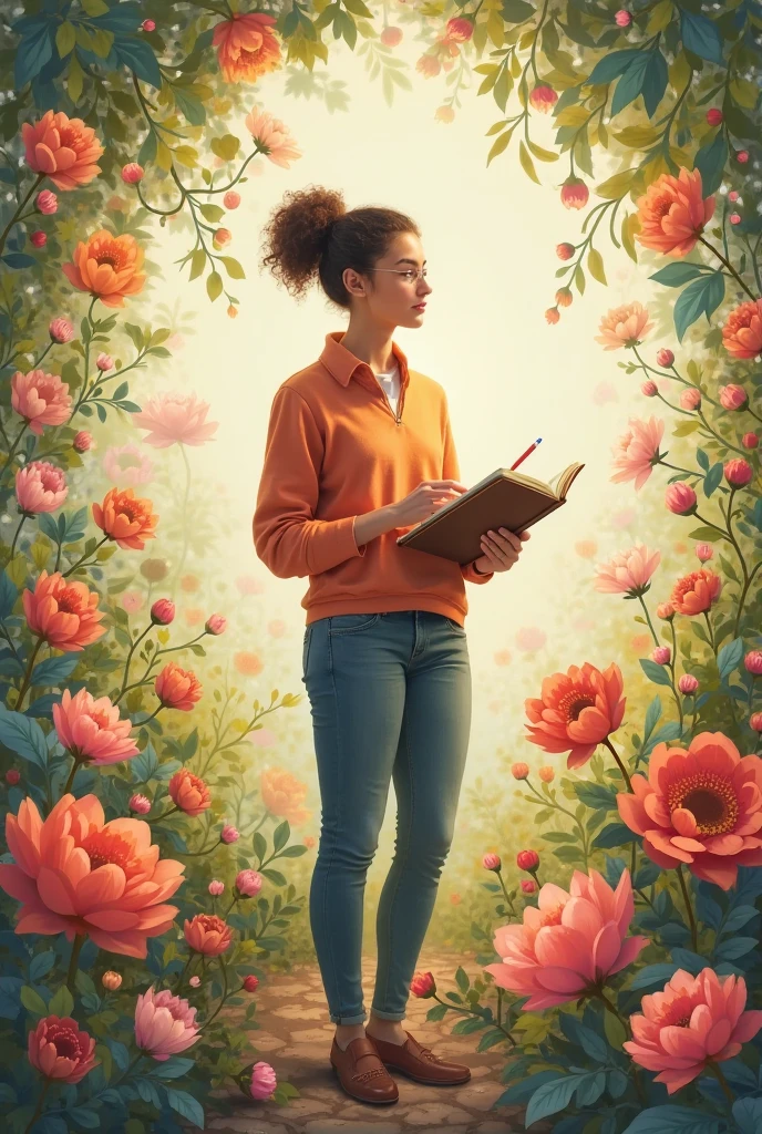 Teacher with notebook and pencil in hand, on the side teacher Fanny in ...