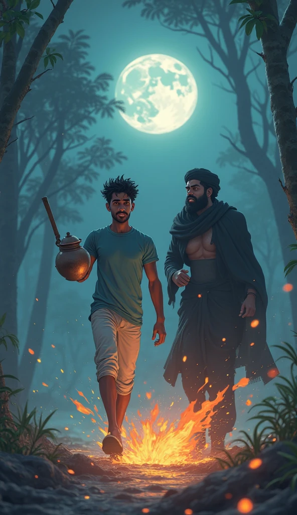 Ultra HD cartoonic epic horror scene. Aditya (22 years old, wheatish ...