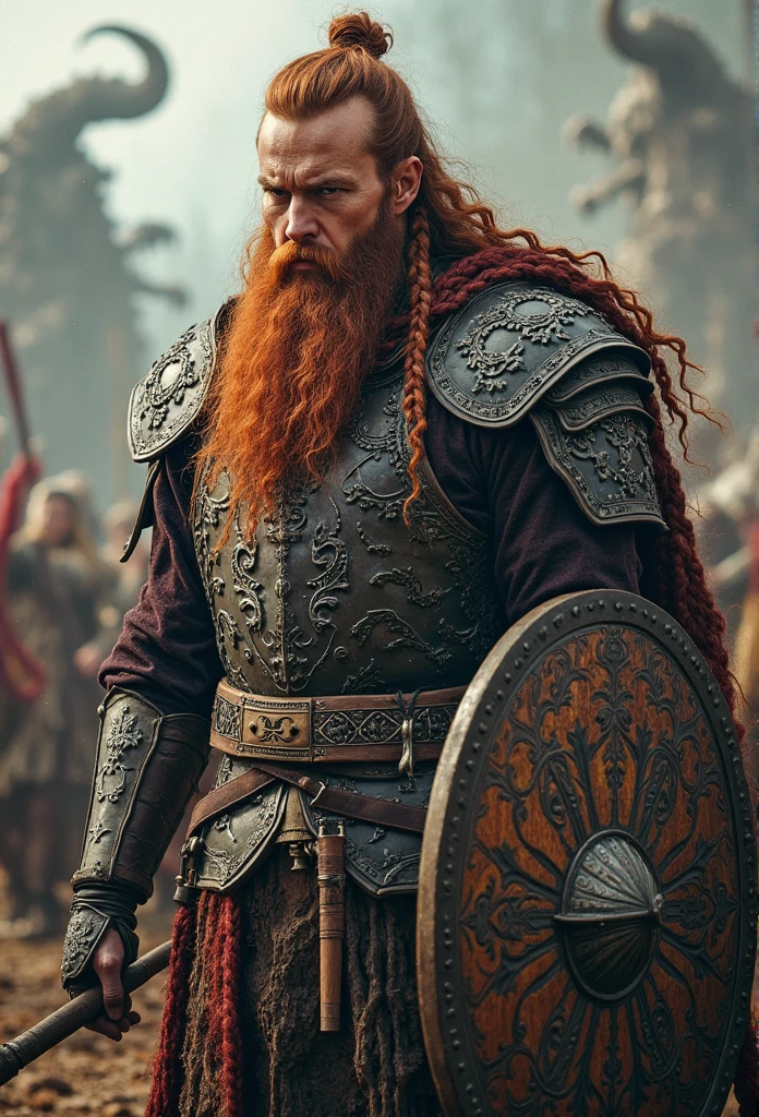 Tall viking man, detailed armor, old engraved leather Cuirass - SeaArt AI