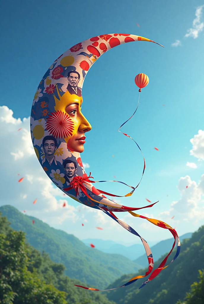 Wau Merdeka (Traditional Kite) Make a wau bulan shape, but decorate it ...