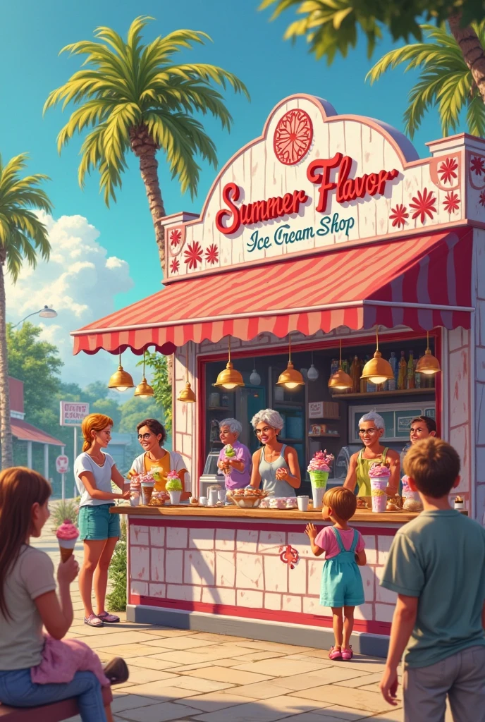 Create a photo to promote Sunday sales at the summer flavor ice cream shop - SeaArt AI