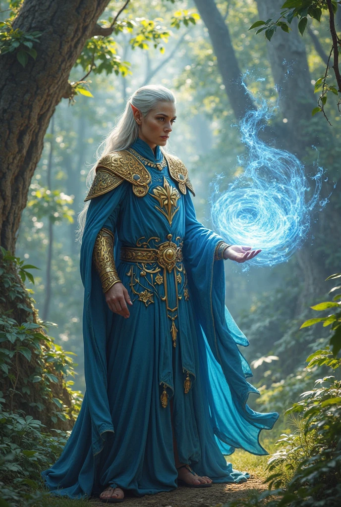 Elf magician, wind magic , wind flow around the left hand, photo ...