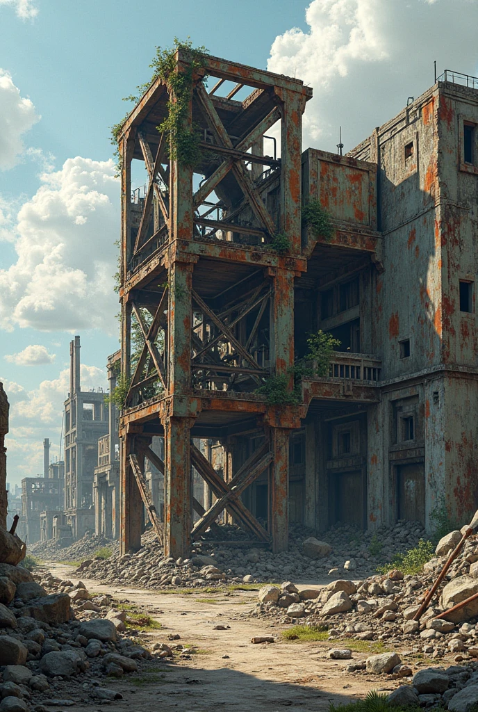 Metal structure damaged over time on a civil construction site - SeaArt AI