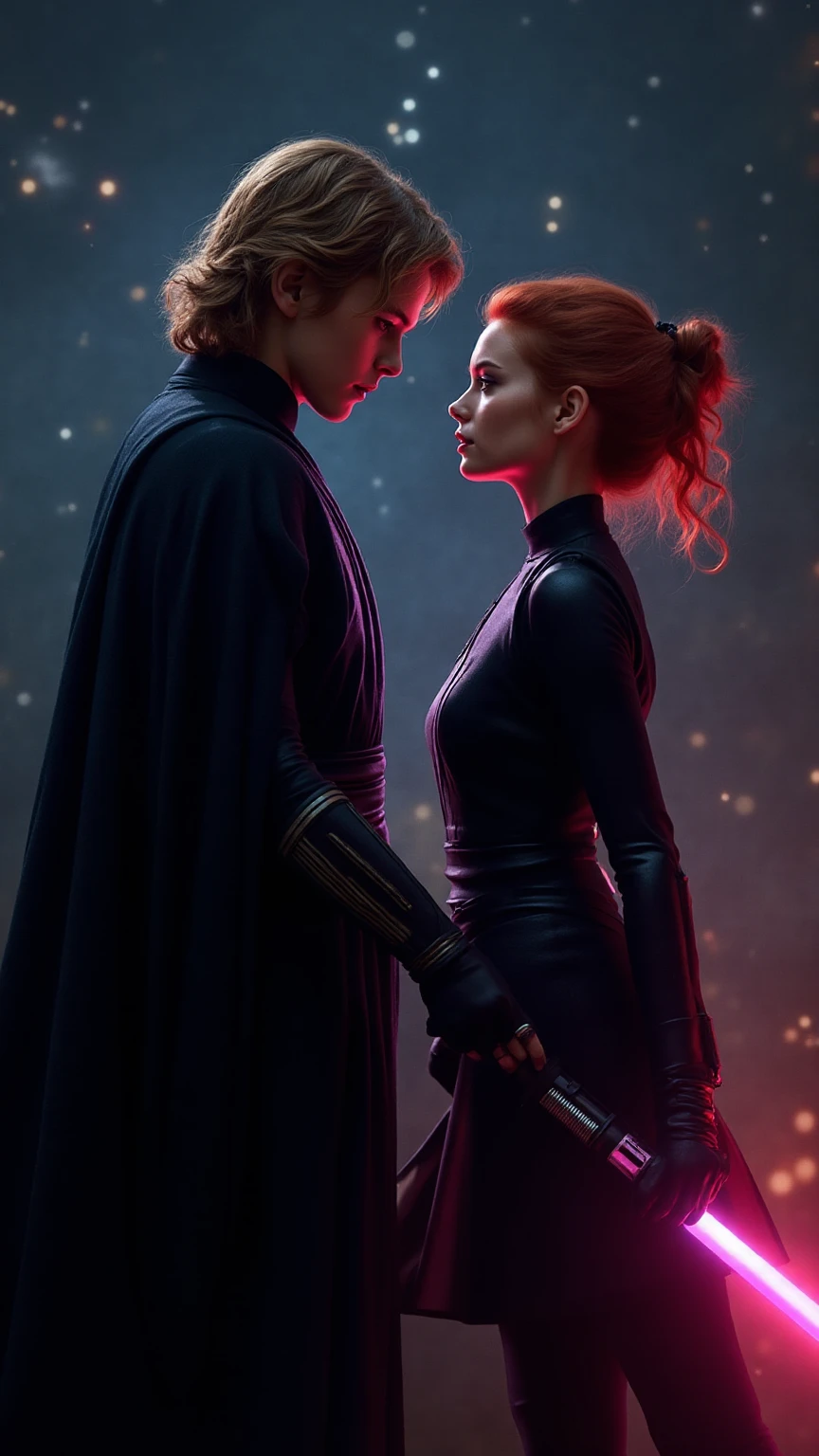 Anakin Skywalker Sith version . He is 25 years old . She wears a black ...