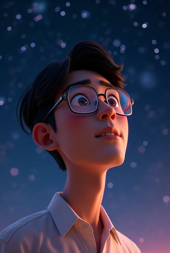 A close up scene of 3d Pixar cartoon image of a handsome Korean man ...