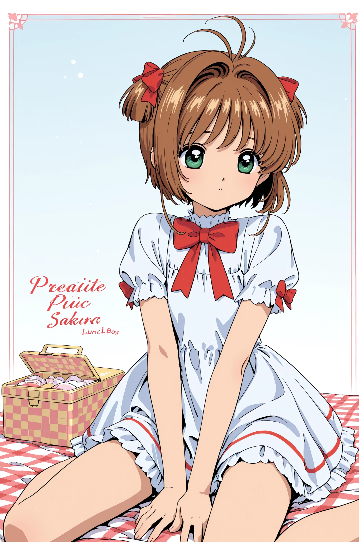 Kinomoto_Sakura,Prairie、Picnic、leisure sheets、Lunch Box - SeaArt AI