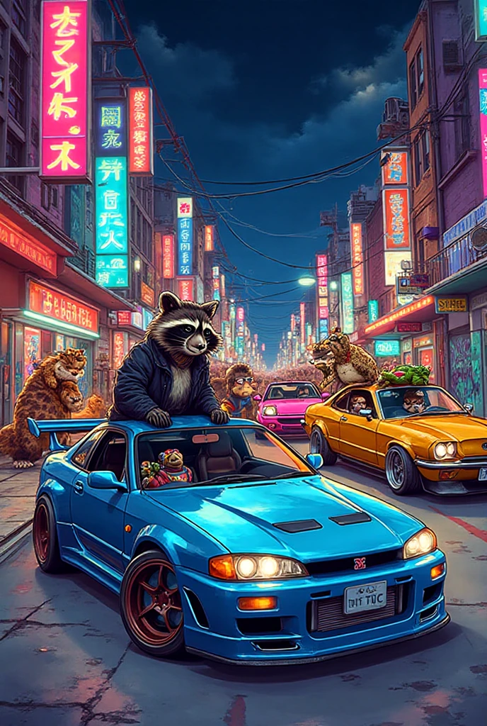 "A cartoon-style juvenile illustration, colorful and fun . A group of ...