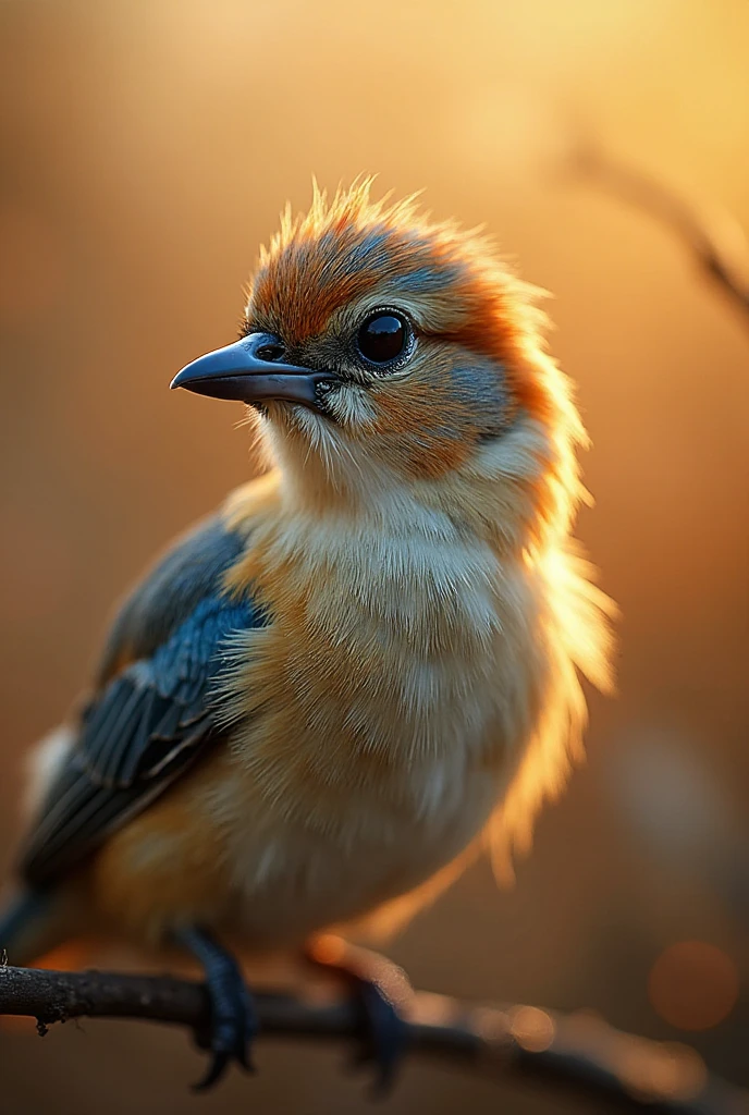 A mesmerizing close-up portrait of a gorgeous little bird illuminated ...