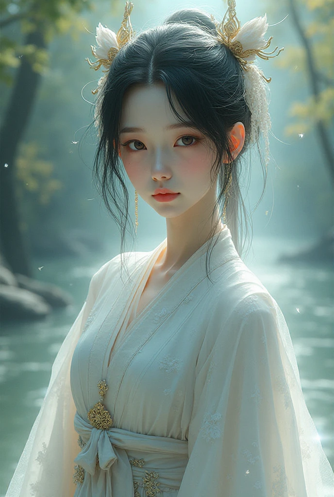 Add a hairline around the neck. Sharper eyes. Wear a Miko dress - SeaArt AI