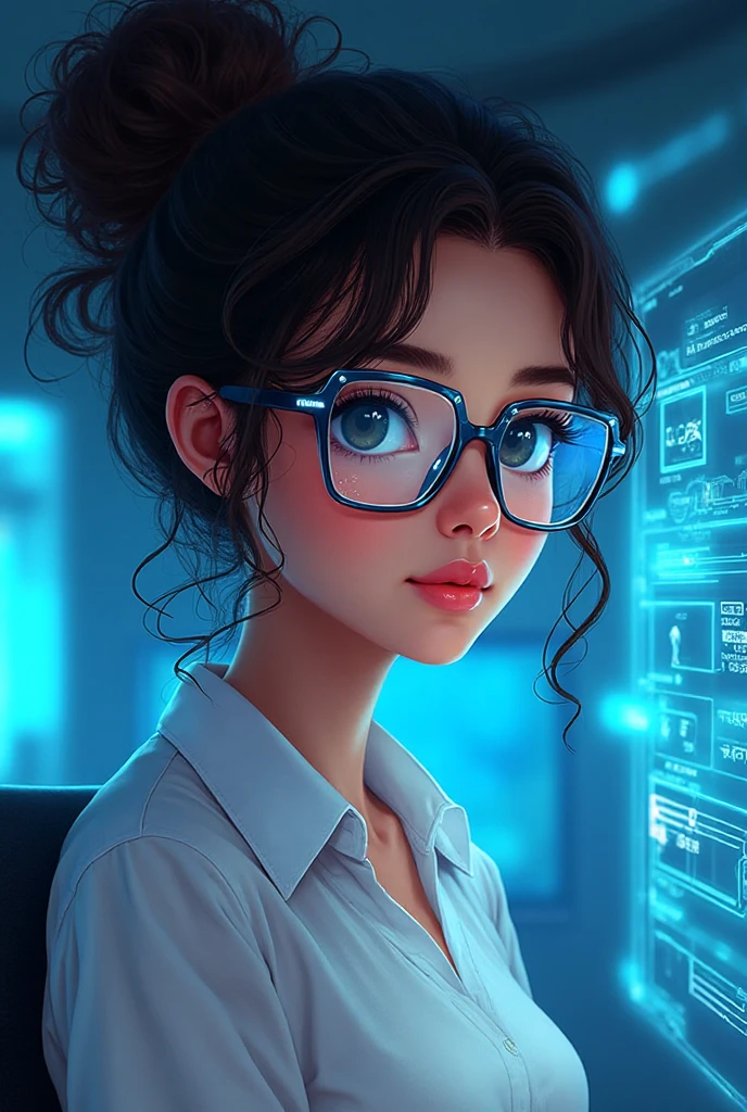 Semi-realistic digital illustration, female front-end developer - SeaArt AI