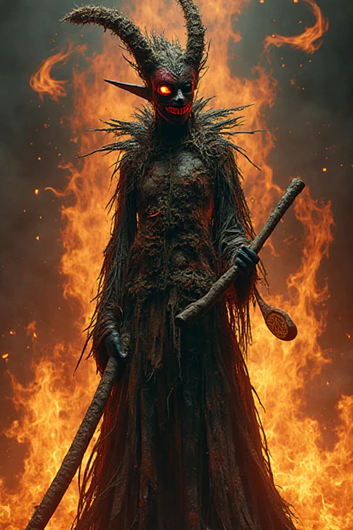 Full-body character design of the "Queen of Wands", a tall, slender ...