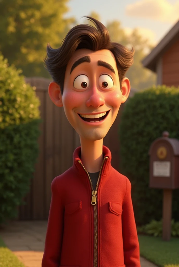 Create a Disney Pixar style **close-up shot** of a **middle-aged man ...