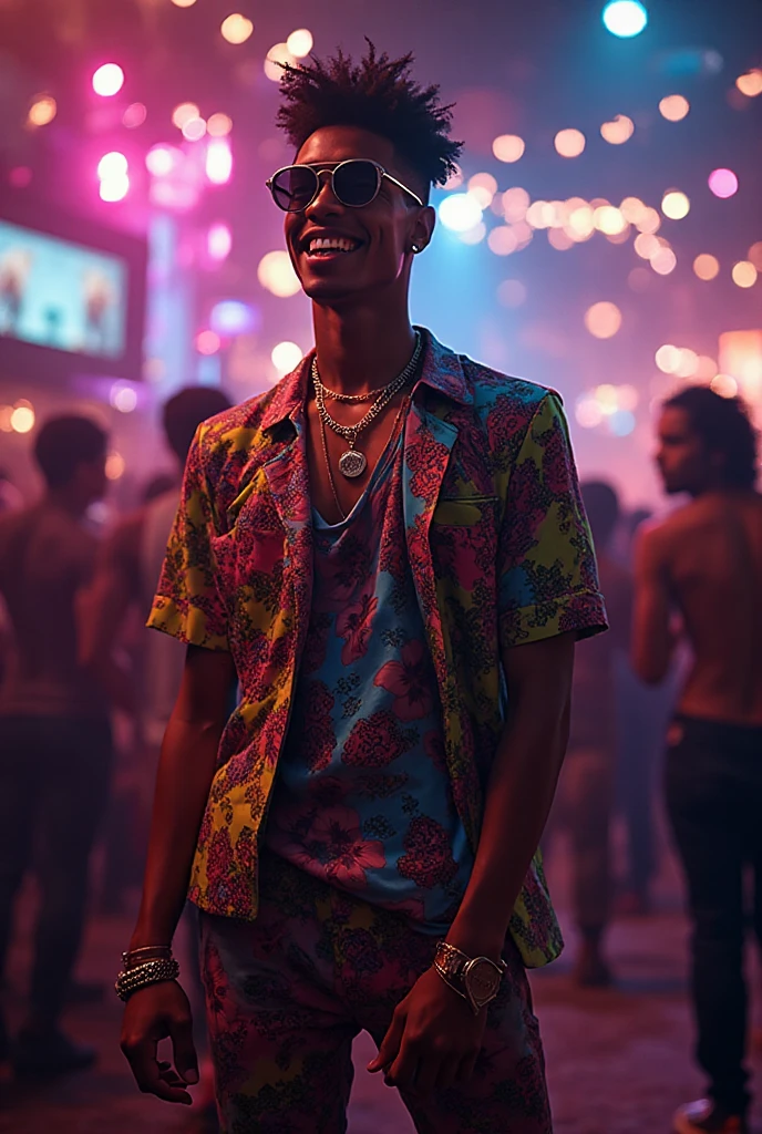 23-year-old funkeiro style man, na balada a noite - SeaArt AI