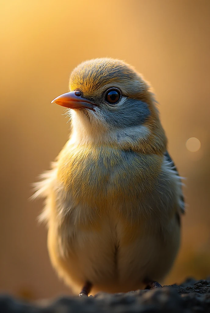 A mesmerizing close-up portrait of a gorgeous little bird illuminated ...