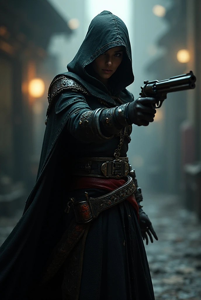 Assassin's Creed girl．I have a revolver handgun with an unusually long ...