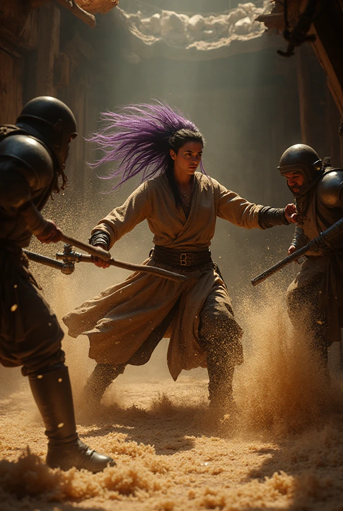 Epic action scene in medieval rice shop: The determined commoner Liana ...