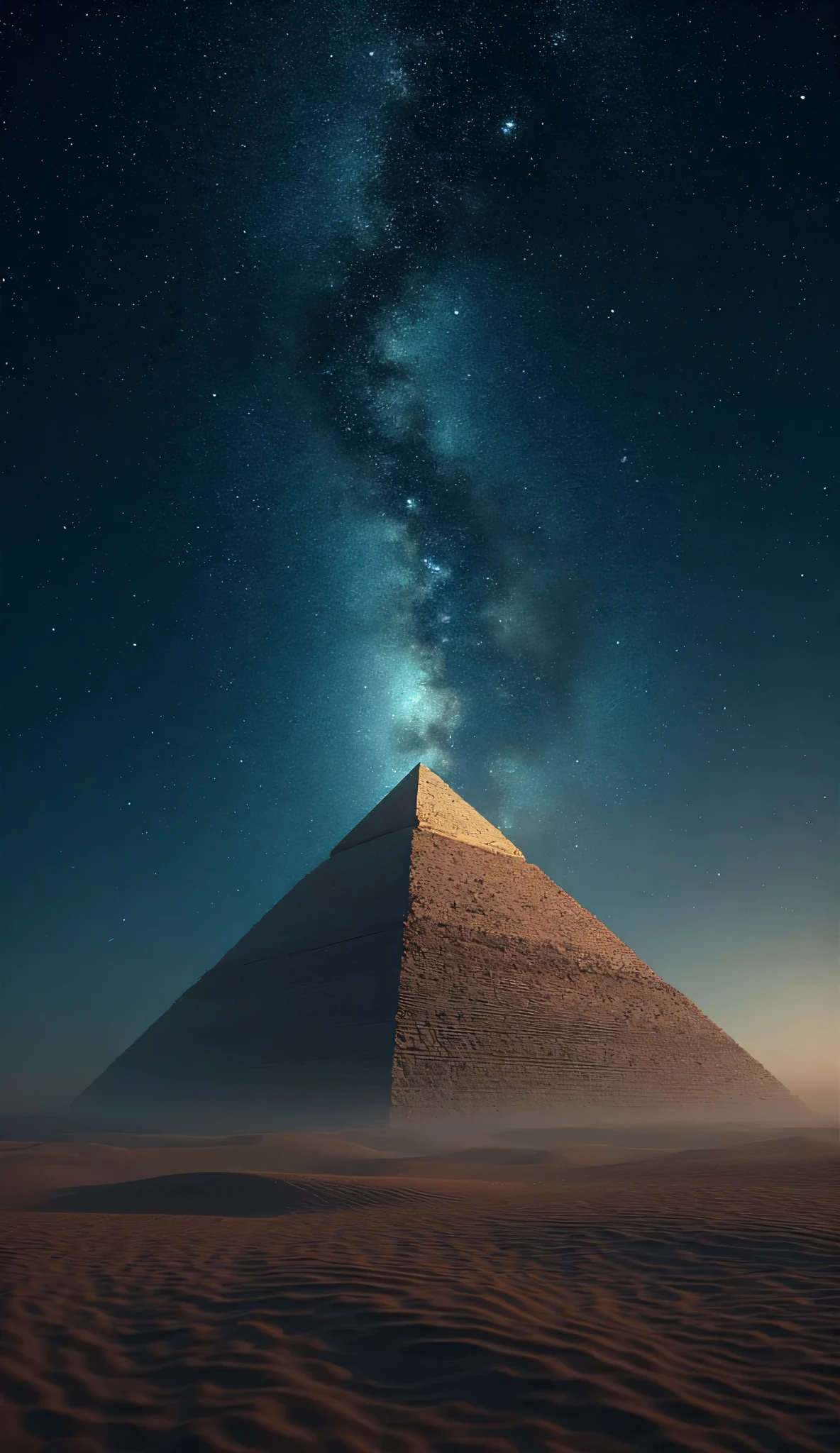 Fantasy matte painting wallpaper of a **solitary Egyptian pyramid ...