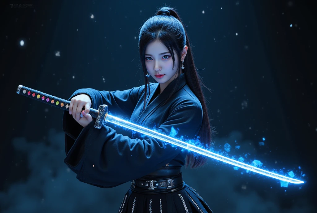 The figure of a young samurai wielding a katana that seems to be ...