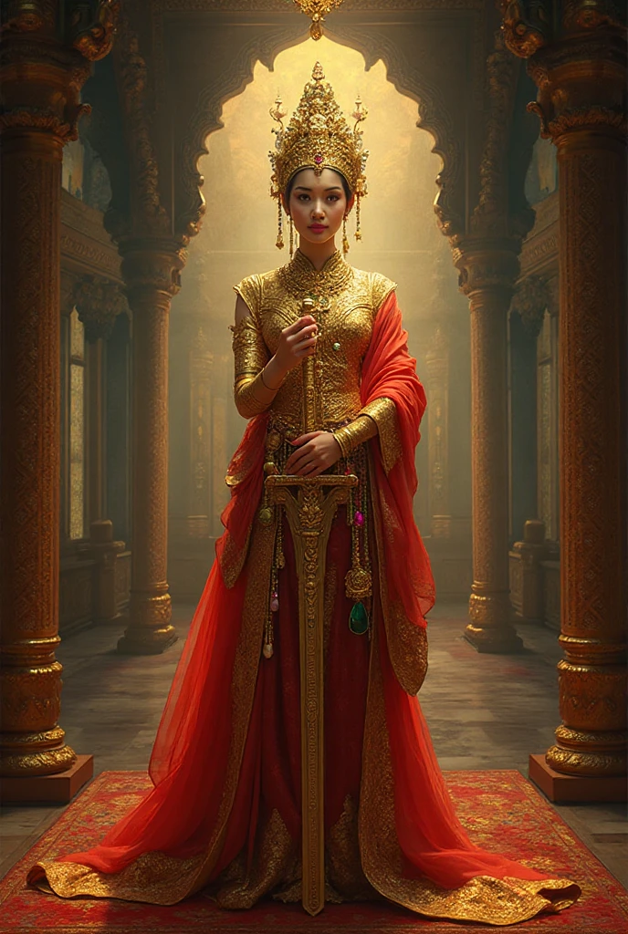 A stunning painting in the style of intricate Myanmar traditional art ...