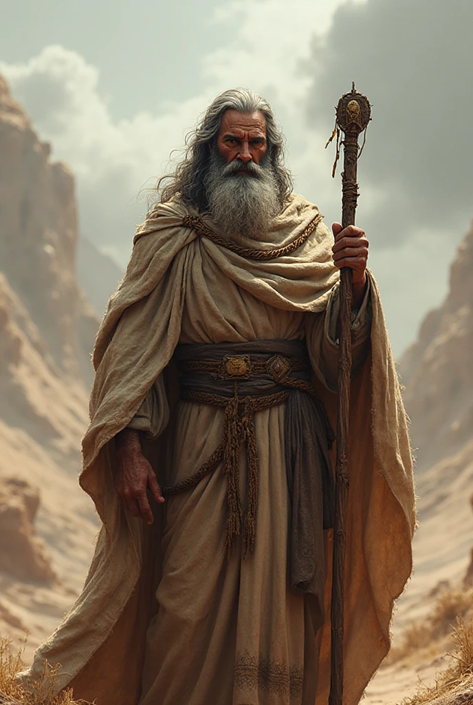 PHOTO OF MOSES WITH A STAFF IN HIS HAND 8K ULTRA HD - SeaArt AI