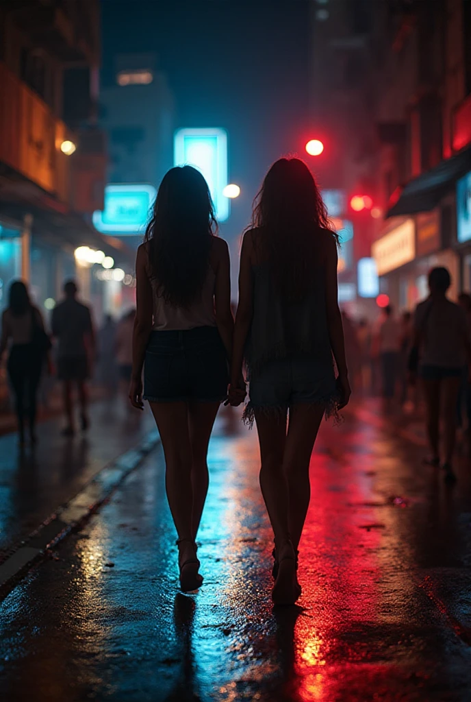 Realistic video of two girls walking along the avenue. Paulista at ...