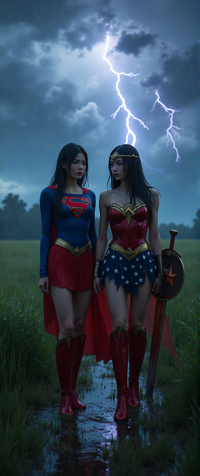 2girls, duo shot, full body shot, Japanese females, age 20, Supergirl ...