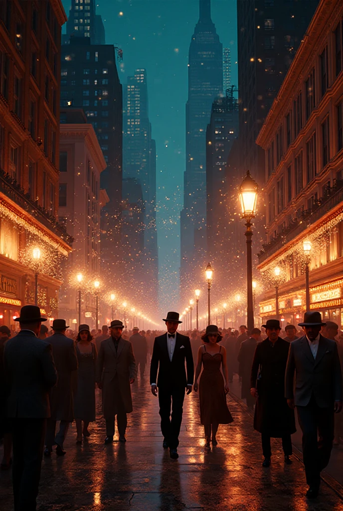 1920s classic vintage romantic festive sparkling lit up NYC during the ...